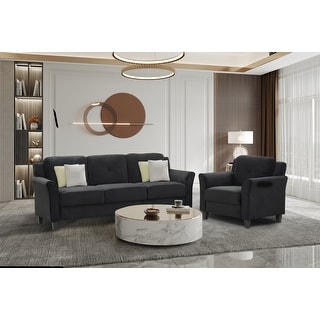 2 Piece Sofa Sets for 4, Mid Century Modern Living Room Upholstered ...