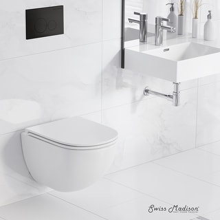St. Tropez Wall-Hung Toilet Bundle 0.8/1.6 Gpf Dual Flush In Glossy ...