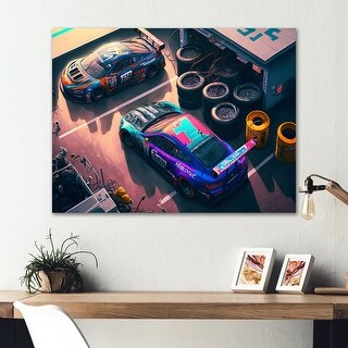 Designart 'Stock Car Pit Stop III' Cars Race Car Nascar Metal Wall Art ...