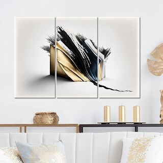 Designart "Black And Gold Cubic Expression VI" Minimalism Canvas Art ...