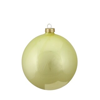 Shiny Soft Yellow Glass Ball Christmas Ornament 6" (150mm) - N/A - Bed ...
