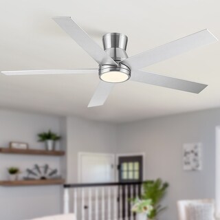 52" Brushed Nickel Lowe Profile Ceiling Fan with Light - Bed Bath ...