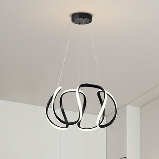 Sand Black Finish 30-Watt Integrated LED Modern Chandelier - Sand Black ...