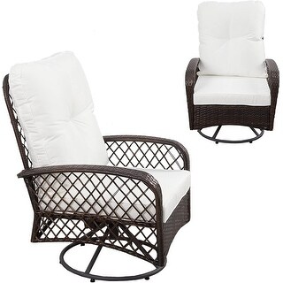 Patio Wicker Swivel Chairs, Outdoor 360° Swivel Dining Chairs with ...