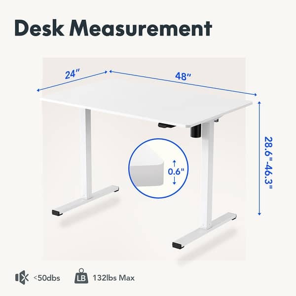 FlexiSpot 48"x24" Whole Piece Desktop Home Office Standing Desk Height ...