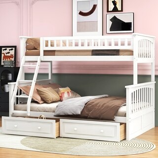 Twin over Full Bunk Bed with Storage Drawers - Convertible Loft Bed ...