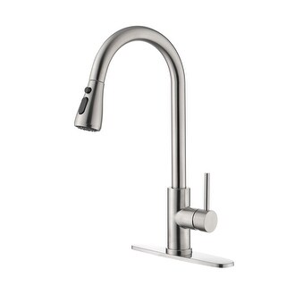 Single Level Stainless Steel High Arc Pull Out Kitchen Faucet , Spout ...