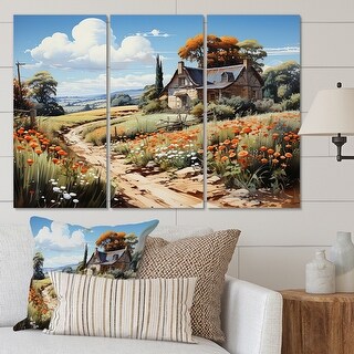 Designart "Countryside Cottage Garden In I" Landscapes Canvas Art Print ...