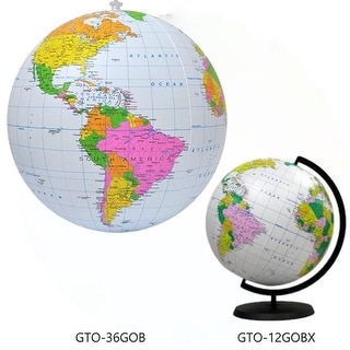 36" Blue Political Inflatable Globe and 12" Globe with Plastic Stand ...