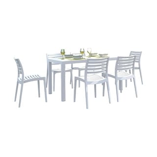 7-Piece White Rectangular Patio Dining Set 55" - Bed Bath & Beyond ...