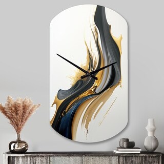 Black, White And Gold Liquid Art II - Abstract Liquid Ink Wall Clocks ...