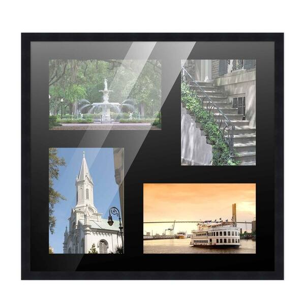 14x14 Black Wood Collage Frame with a Black Mat for 5x7 Pictures - Bed ...