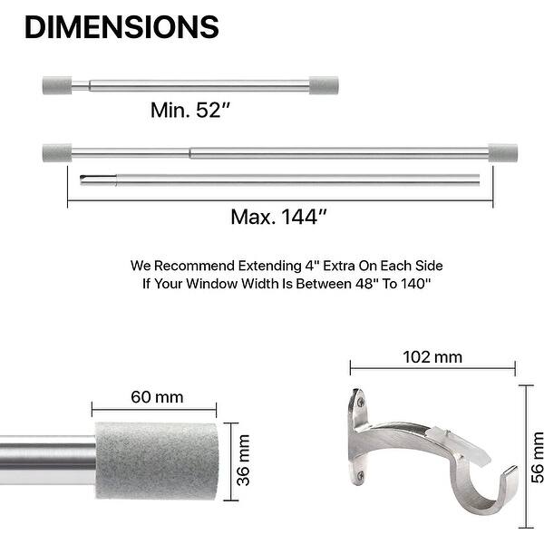 Extendable Curtain Rod with Brackets for Door & Windows Adjustable ...