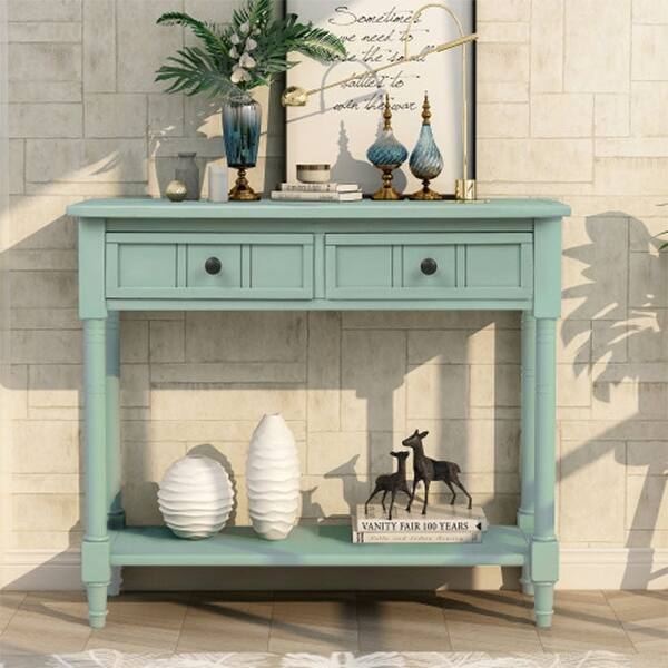 Retro blue entryway table solid wood console table dining rooms table ...