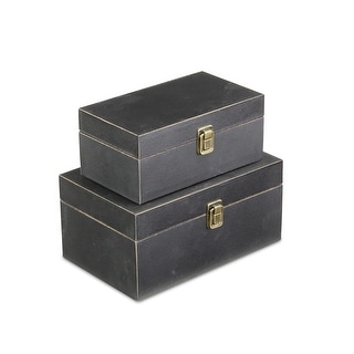 Set of 2 Black and Gold Distressed Storage Boxes 10.25" - Bed Bath ...