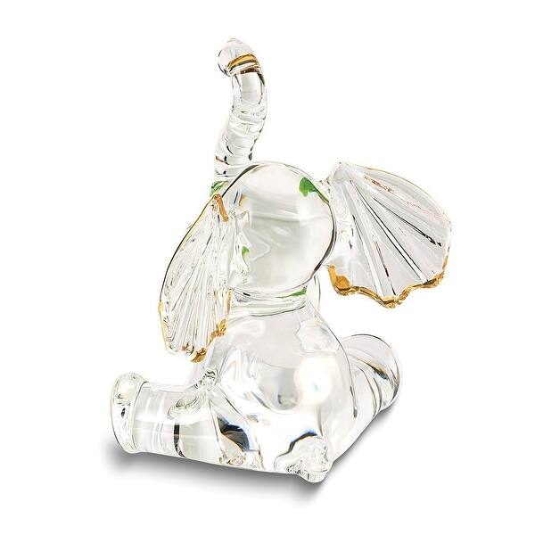 Curata Good Luck Elephant with Clover Handcrafted Glass Figurine - Bed ...