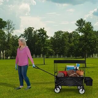 Heavy Duty Folding Portable Hand Cart with Removable Canopy, 8'' Wheels ...