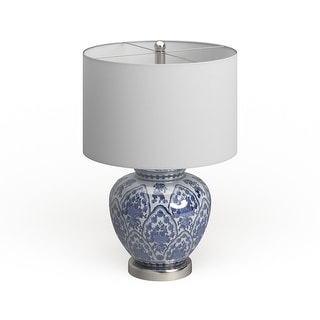 Copper Grove Beauvais 20-inch Blue and White Ceramic Table Lamp - Bed ...
