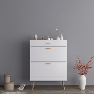 Multifunctional Shoe Cabinet with 2 Flip Drawers and Top Drawer - Bed ...