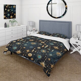 Designart "Cosmic Nomad Boho Pattern I" Floral bedding covert set with ...