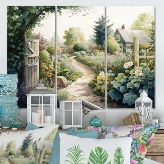 Designart "Fresh Garden At The Cottage I" Cottage Landscape Canvas Art ...