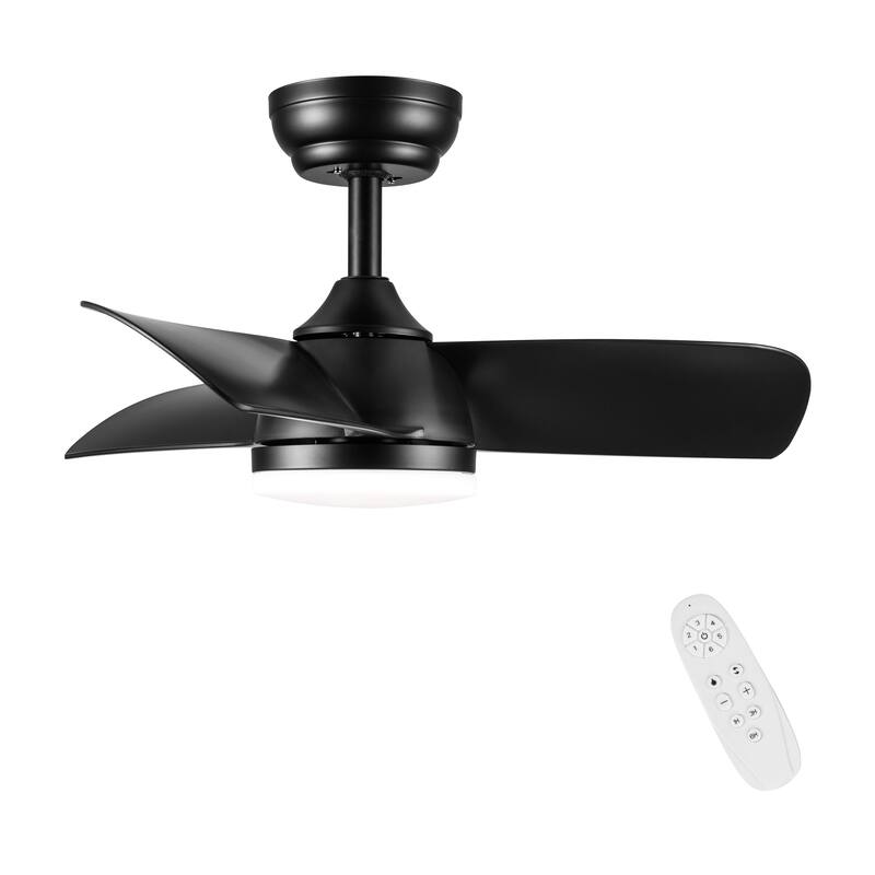 28 in. 3 Blades LED Indoor Smart Ceiling Fan with Remote Control - Bed ...