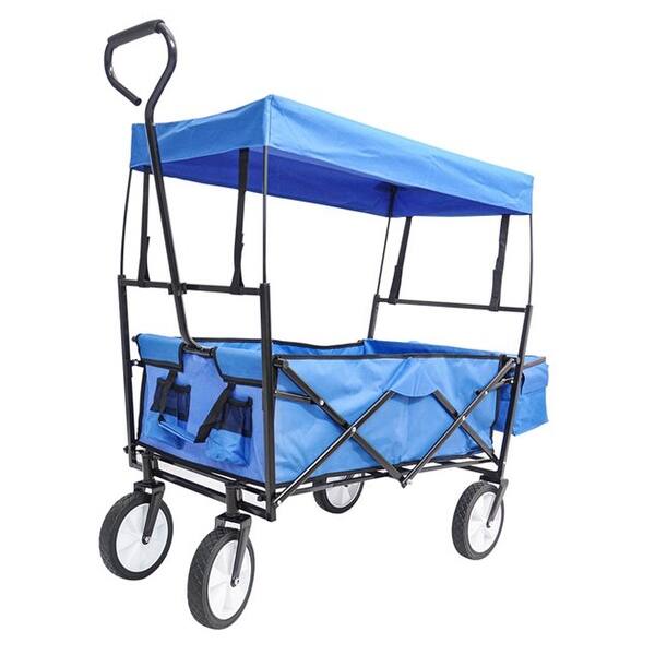 Collapsible Wagon Folding Cart with Canopy Beach Garden Outdoor Sport ...