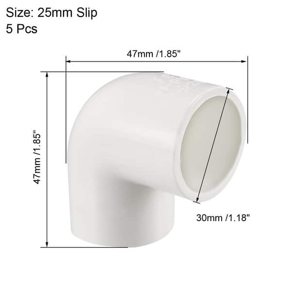90 Degree Pipe Fitting Elbow Coupling Connector 5 Pcs - White - Bed ...