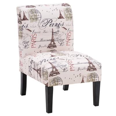 Modern English Letter Print Fabric Armless Contemporary Accent Chair ...