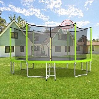 16ft Trampoline with Enclosure, New Upgraded Kids Outdoor Trampoline ...