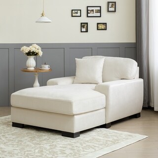 Oversized Sleeper Sofa Linen Lounge Recliner Chair Cream Nap Chair with ...