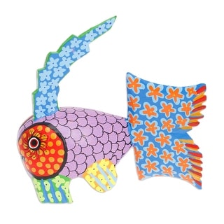 Novica Handmade Petite Fish In Purple Wood Alebrije Figurine - Bed Bath ...