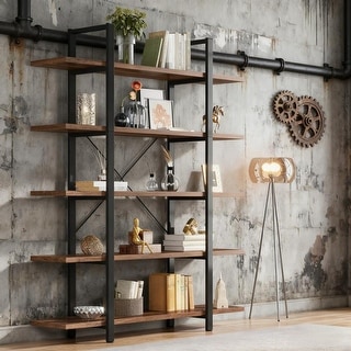 5 Tier Bookcase 72 Inch Tall Open Shelf Storage Steel Frame - Bed Bath ...