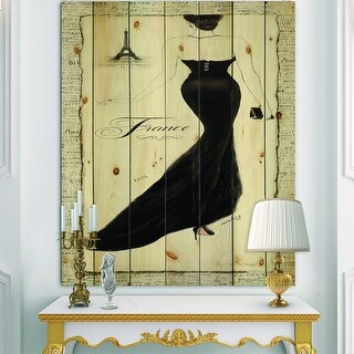 Designart 'Elegance Glam Paris Diva II' Fashion Print on Natural Pine ...