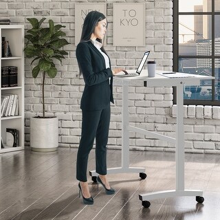 Atlantic Sit Stand Desk With Casters - (Height Adjustable) With Side ...