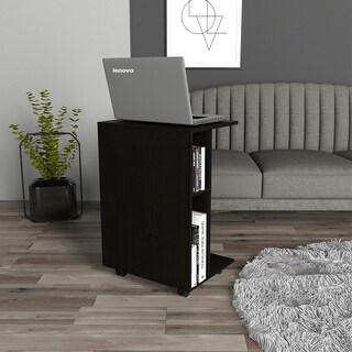 2-Shelf Rolling Laptop Desk, Small Side Table Tray Table for Living ...