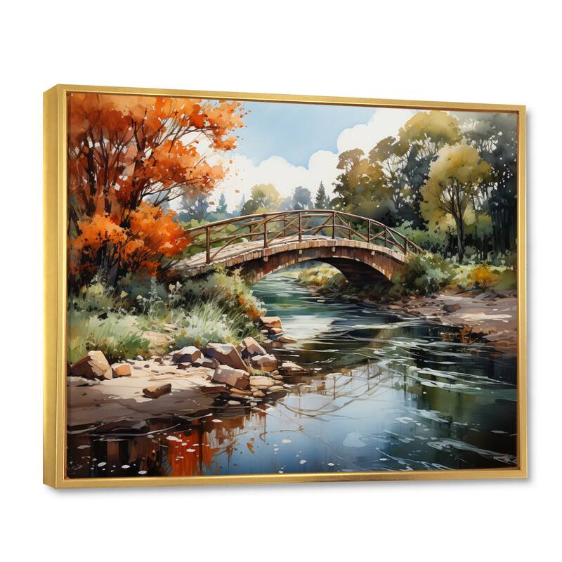 Designart "Beige Bridge Impressionist Crossing An I" Architecture ...