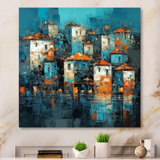Designart "Blue And Yellow Art Deco Cityscapes Unveiled Iii" City Art ...
