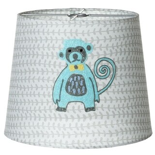 Set of 4 Gray and Seafoam Blue Decorative Embroidered Monkey Lamp Shade ...