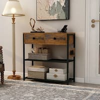 Console Table with 2 Outlet and 2 USB Ports,Entryway Table Narrow ...