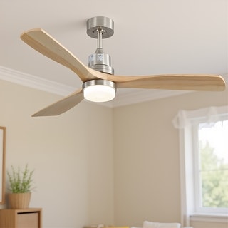 52" Smart Ceiling Fan with 18W 3-Color LED, Stepless Dimming, Remote ...