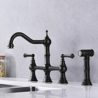 Dual Handle Bridge Kitchen Faucet with Pull-Out Sprayer - Bed Bath ...