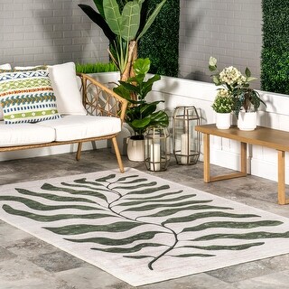 Nuloom Emmi Leaf Indoor/Outdoor Machine Washable Area Rug - Bed Bath ...
