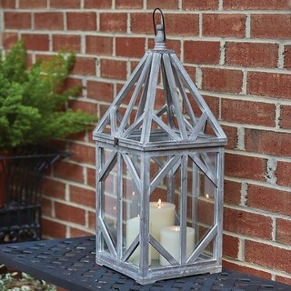 Curata Large Distressed Grey Driftwood Lantern - Garden home décor ...