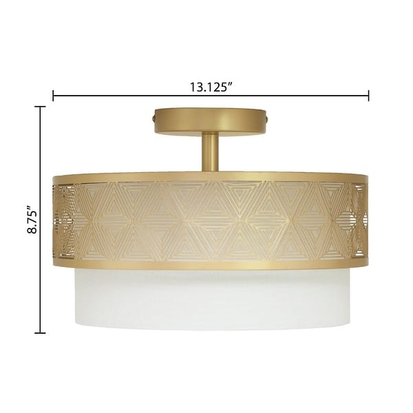 Celia River of Goods Gold Metal and White Fabric Drum 13.125-Inch ...