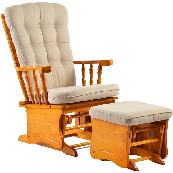 Retro and Rustic Style Glider Chair with Ottoman for Nursing - Bed Bath ...