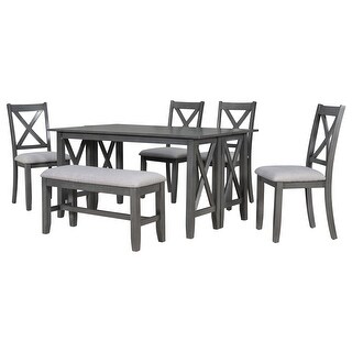 6-Piece Dining Room Upholstered Set Solid Wood Foldable Table, Creative ...