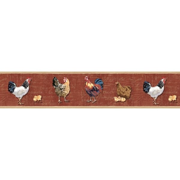 Brewster CTR63113B Bailey Brick Rooster & Script Border Wallpaper ...