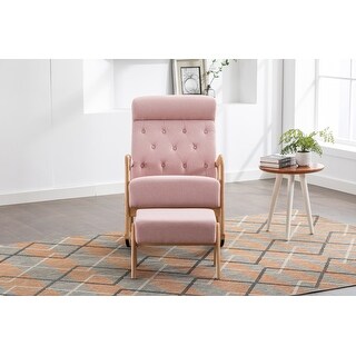 Pink Thick Padded Cushion Rocking Chair w/ Ottoman for Livingroom - Bed ...