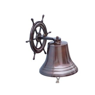 Antique Copper Hanging Ship Wheel Bell - 8" - Bed Bath & Beyond - 35734258